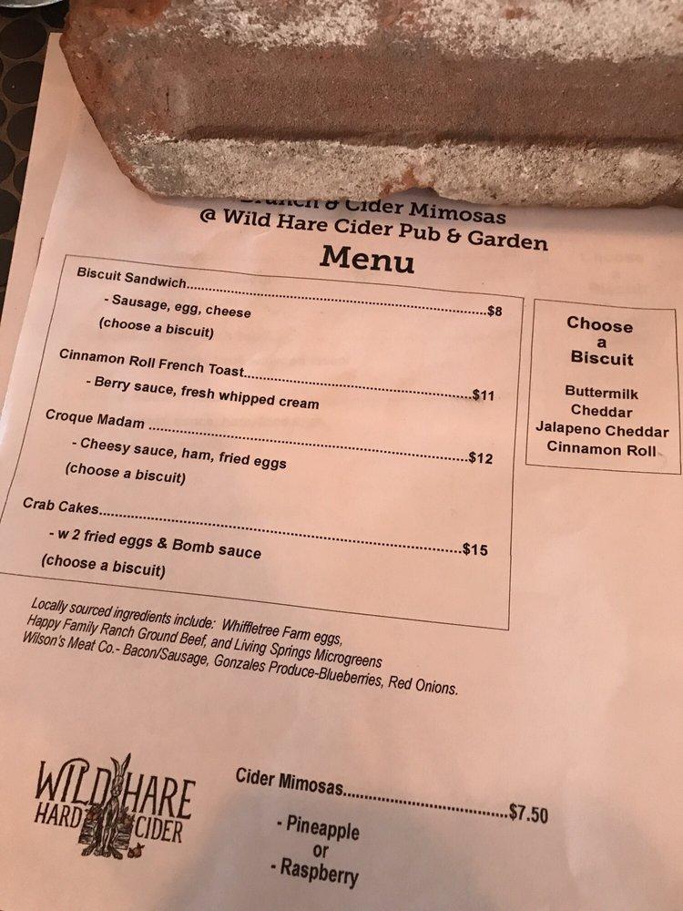 Menu at Wild Hare Cider at The Granery (New Location) pub & bar, Warrenton