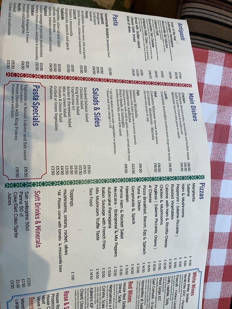 Menu at ll Conte pizzeria, London