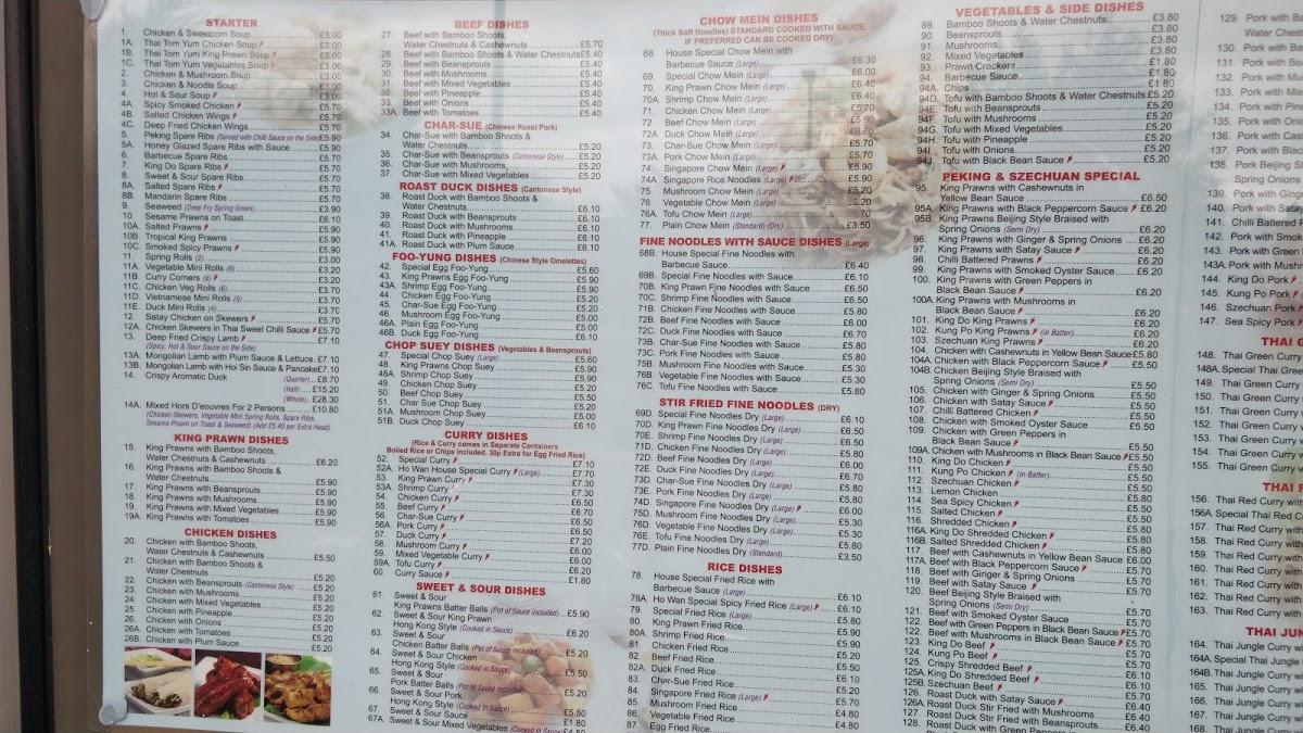 Menu at Howan Takeaway fast food, Newbury