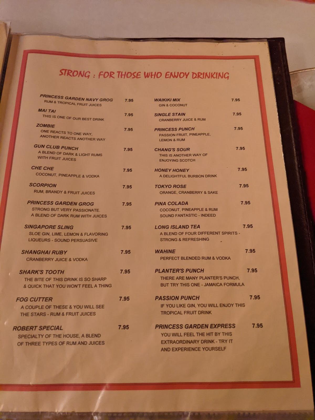 Menu at Princess Garden restaurant, Kansas City