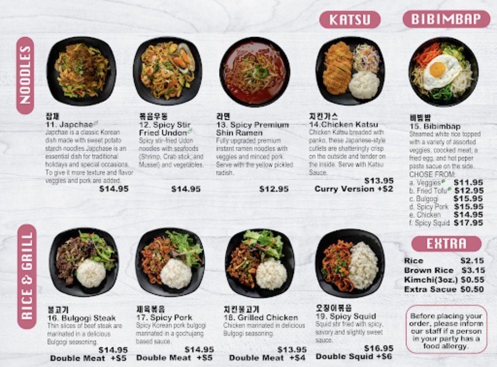 Menu at Sharon Korean Kitchen restaurant, Boston