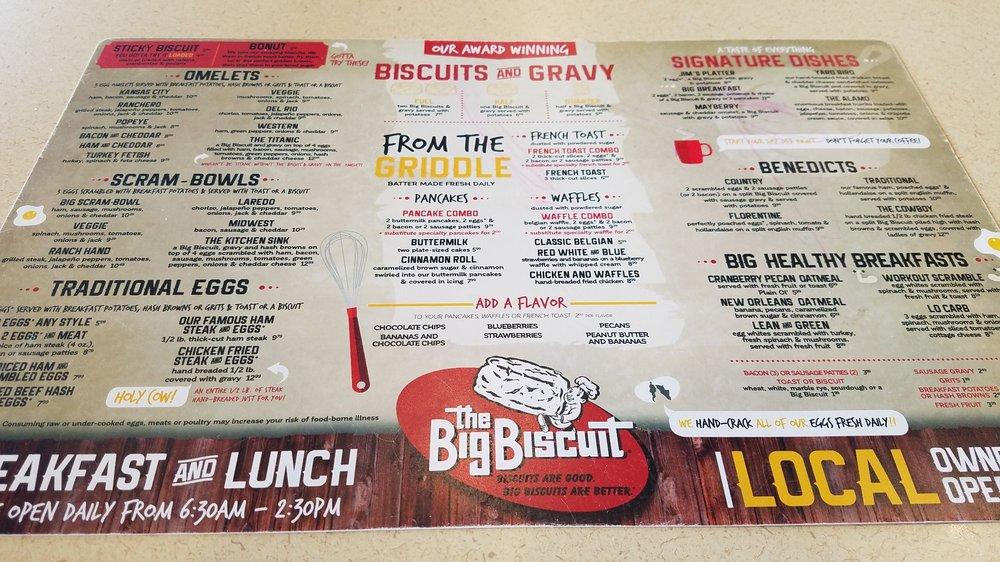 Menu at The Big Biscuit restaurant, Lee's Summit, SE Blue Pkwy