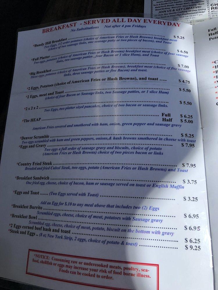 Menu at Bundy Hill Diner L.L.C restaurant, USA