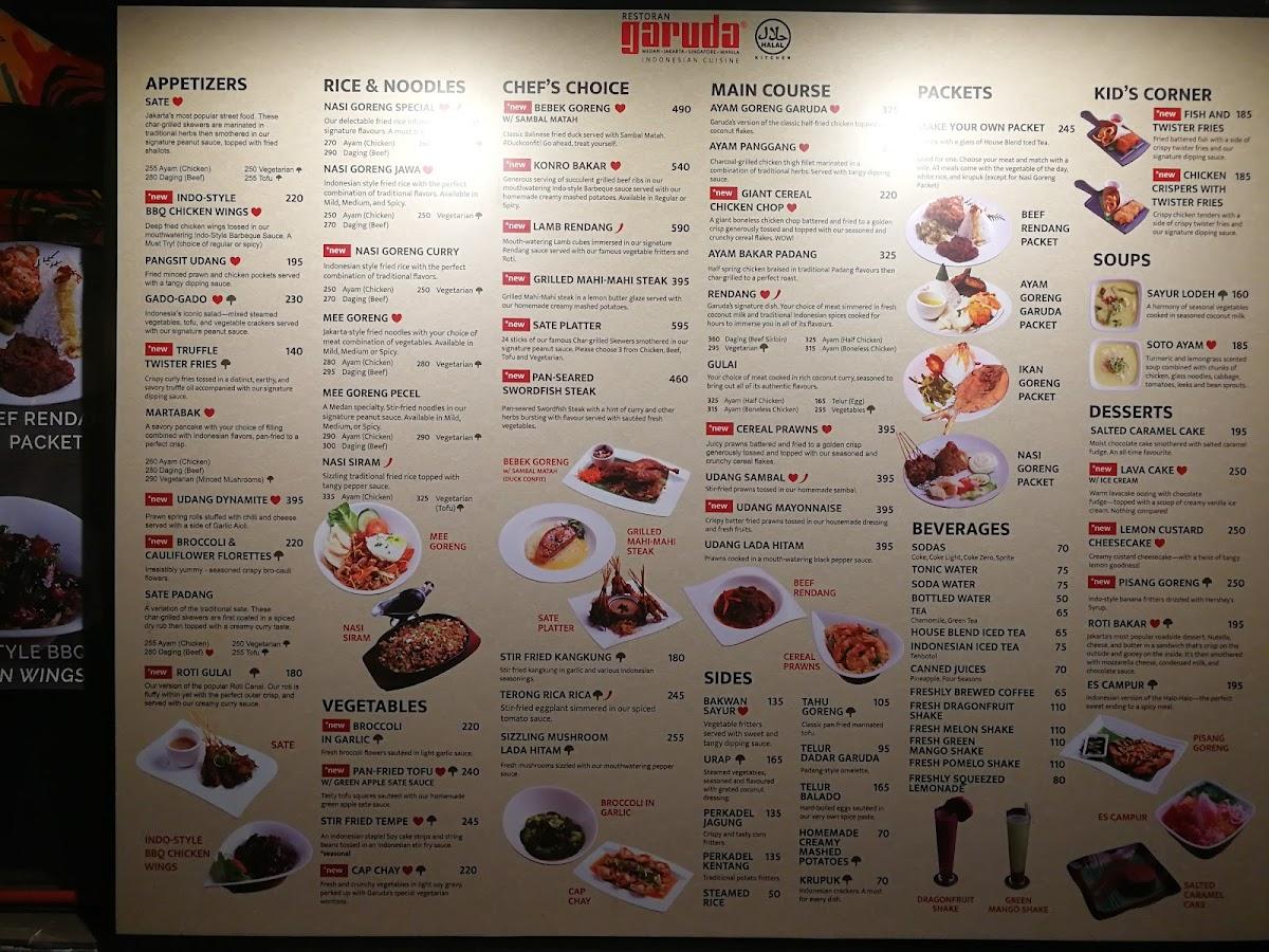 Menu at Restoran Garuda restaurant, Makati, Ground Floor