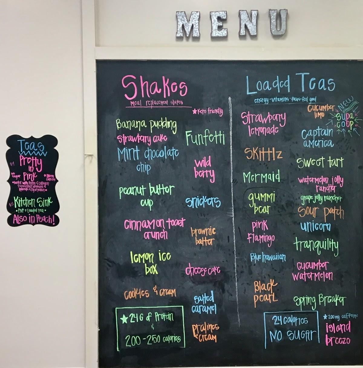 Menu at Tate Nutrition cafe, Senatobia
