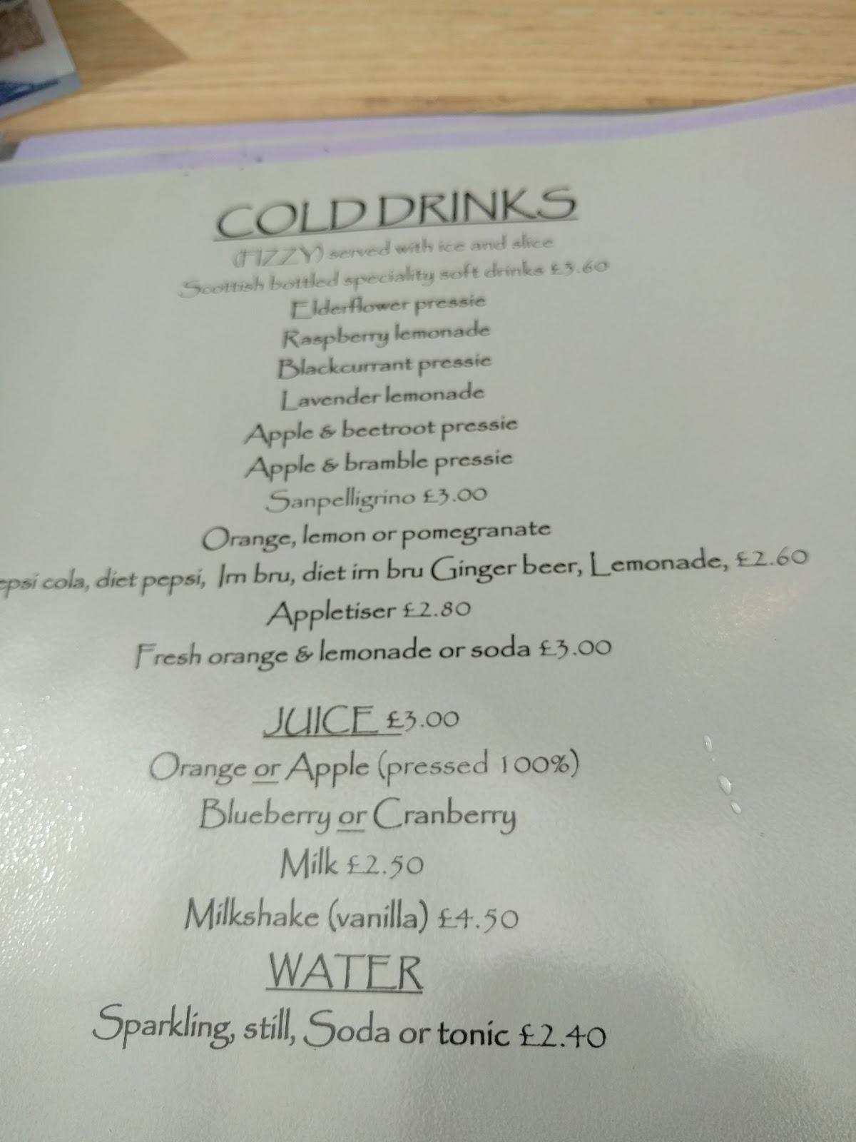 Menu at Atrium Cafe Restaurant, Callander