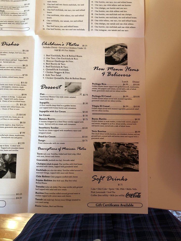 Menu at El Comal Mexican Restaurant, McCalla, AL-216 A