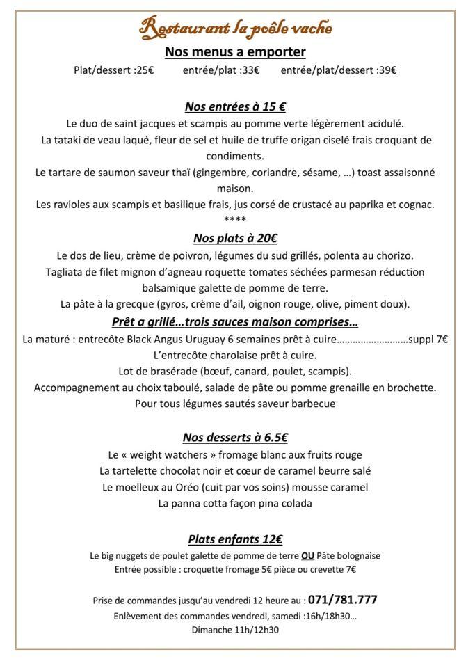Menu au La Poele Vache / Pascal, Jemeppe-sur-Sambre, Rte de Saussin 39