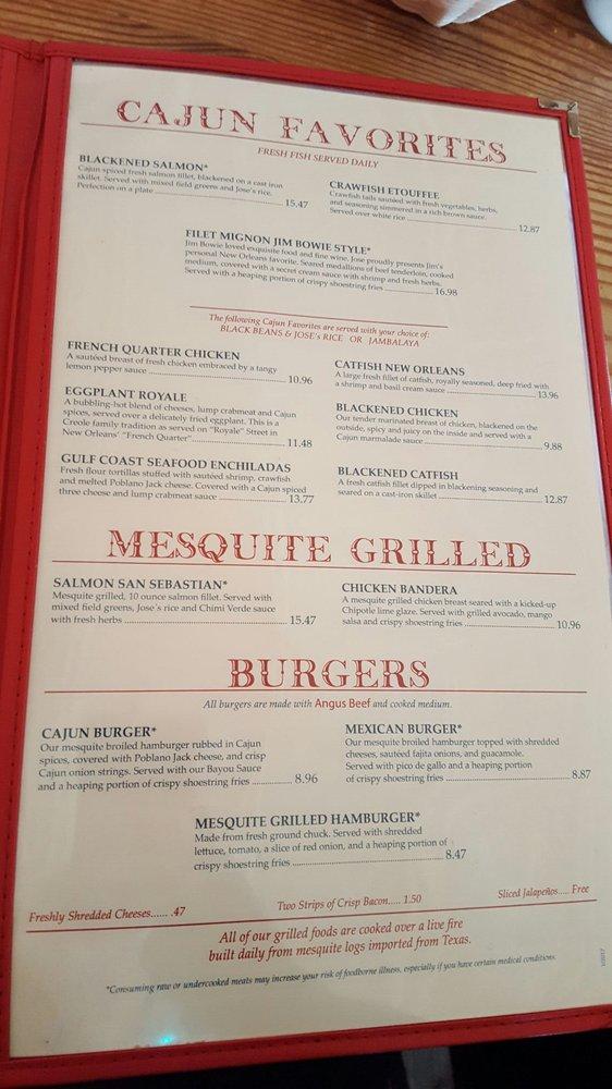 Menu at Border Cafe, Burlington