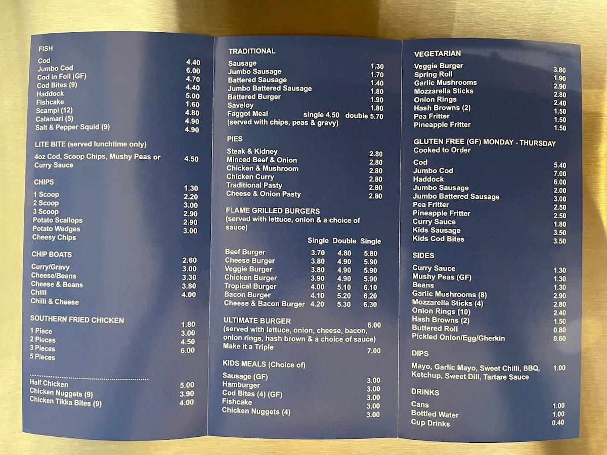 Menu at Codswallop Fish & Chips fast food, Frome