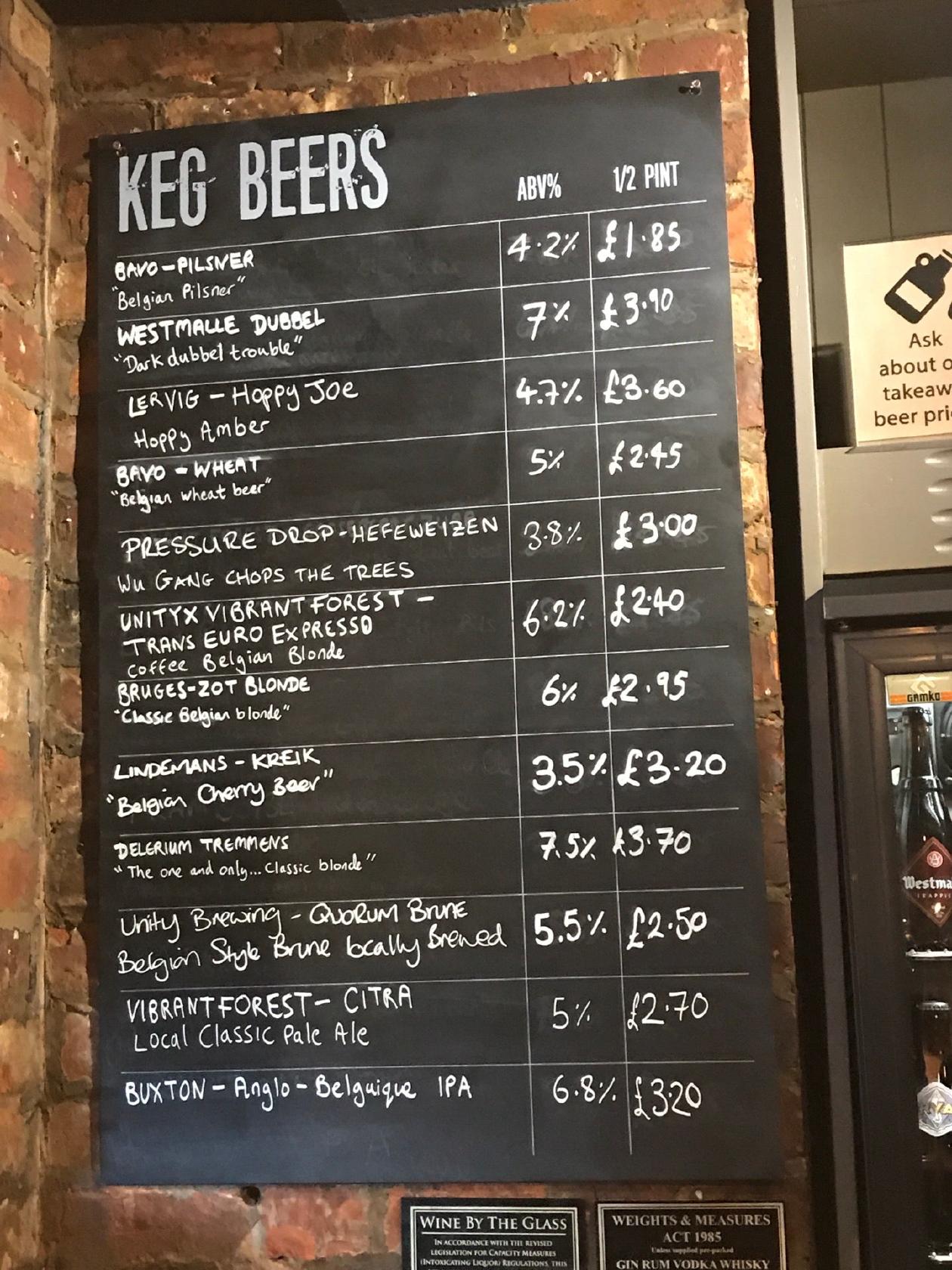Menu at Belgium And Blues pub & bar, Southampton