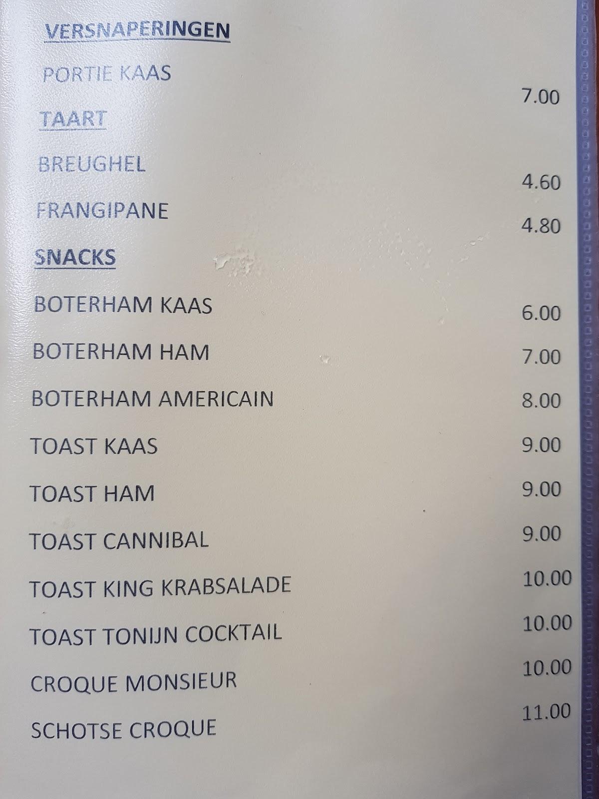 Menu at Brasserie Gambrinus, Leuven