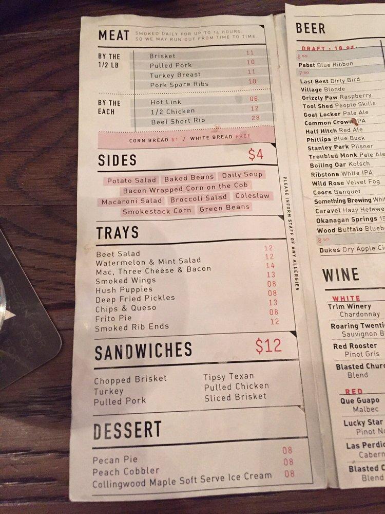 Menu at Hayden Block Smoke & Whiskey pub & bar, Calgary