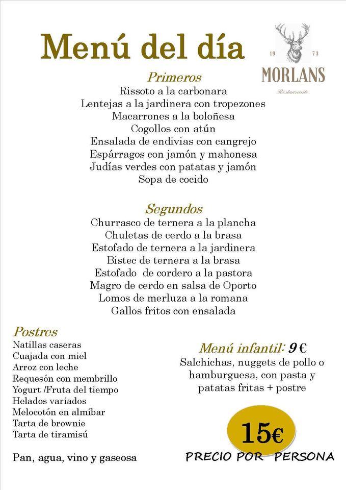 Menu at Restaurante Morlans y Bar La mina, Panticosa