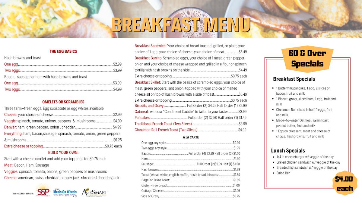 Menu at Senior Services Plus restaurant, Alton