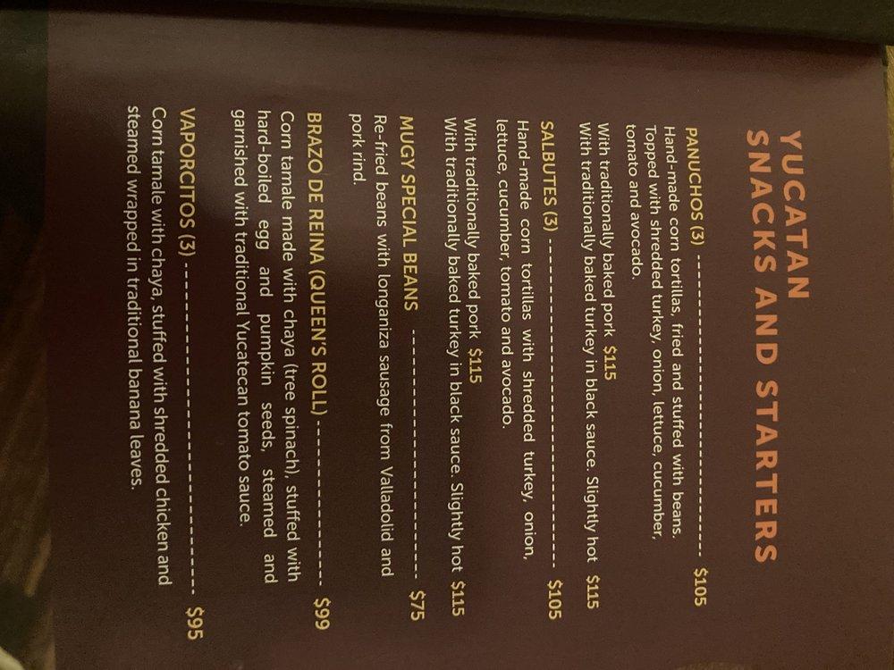 Menu at Museum of Yucateca Gastronomy restaurant, Merida