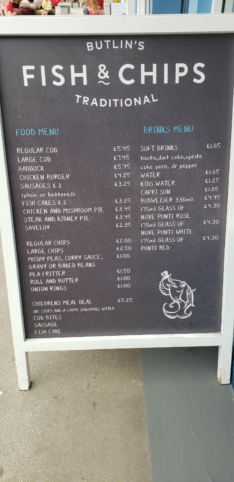 Menu at Traditional Fish & Chips restaurant, Minehead