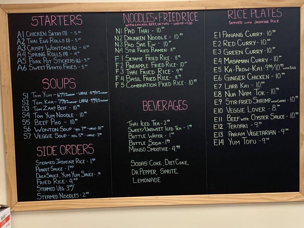 Menu at Zaap Thai Kitchen restaurant, Oxford