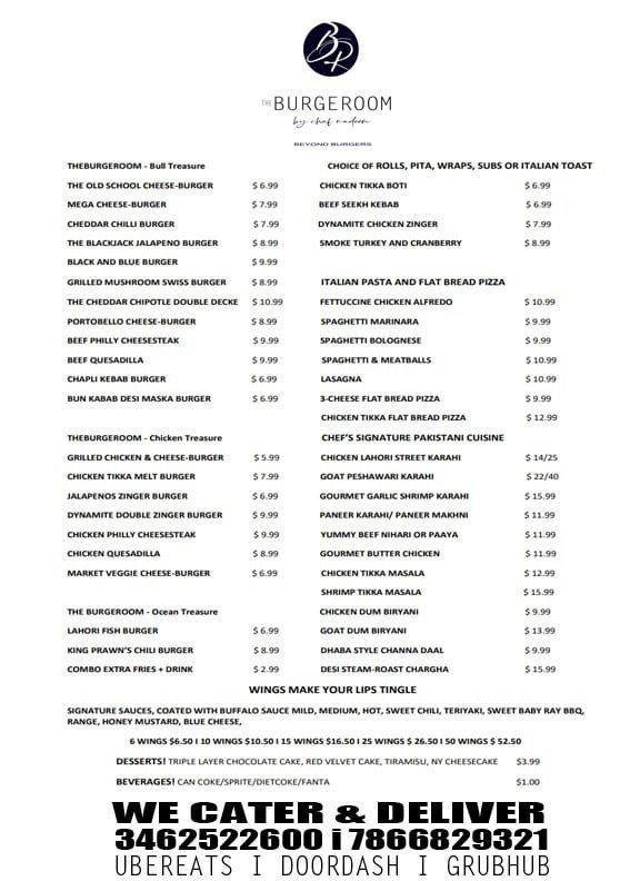 Menu at Burgeroom by Chef Nadeem restaurant, Sunrise