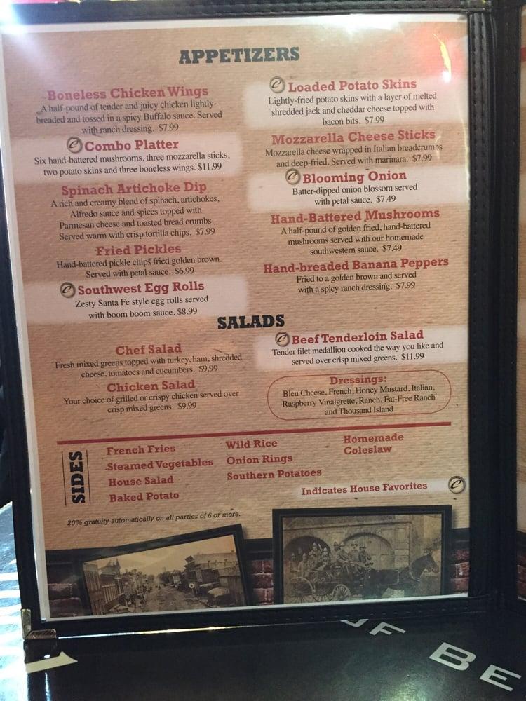 Menu at Chasers Restaurant, Lebanon