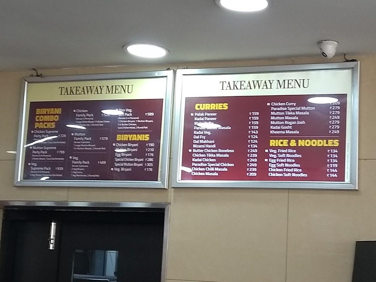 Menu at Paradise Biryani Imax, Hyderabad, NTR Marg