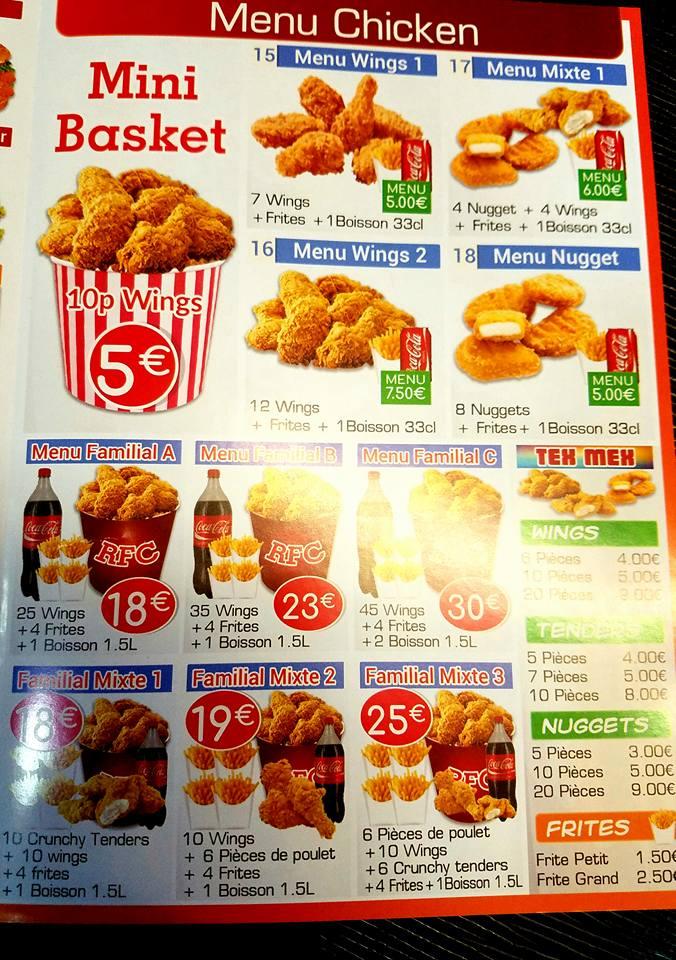 Menu at RFC Chicken - Pizza restaurant, Paris