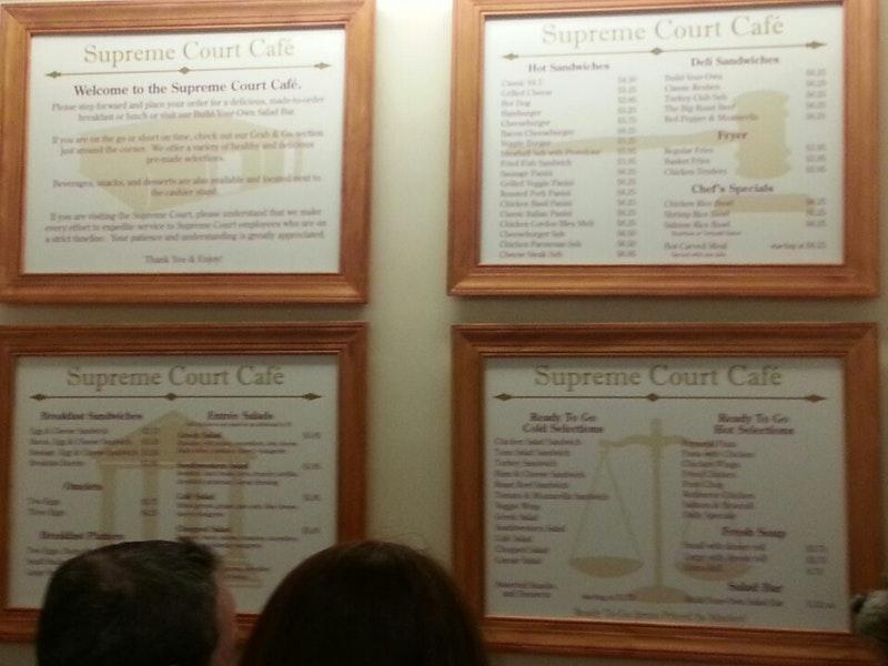 Menu at US Supreme Court Cafeteria, Washington