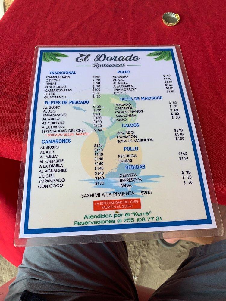 Menu at El Dorado Restaurant, Mexico, Barra de Potosi-Achotes S/N