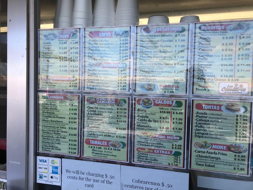 Menu at Las Comadres Mexican Restaurant, El Mirage