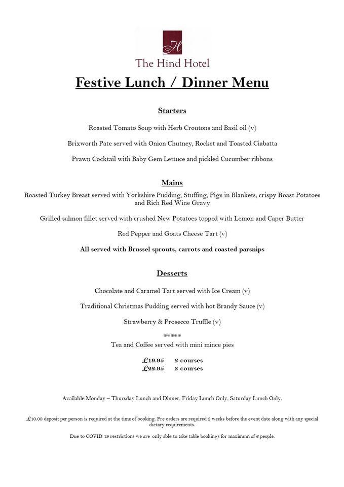 Menu at The Hind Hotel pub & bar, Wellingborough, 38 Sheep St