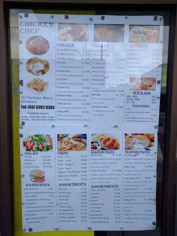 Menu at Chicken Chef restaurant, Horsham