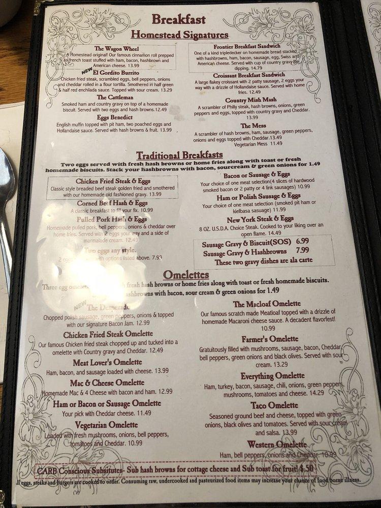 Menu at Homestead Restaurant & Bakery, Tacoma