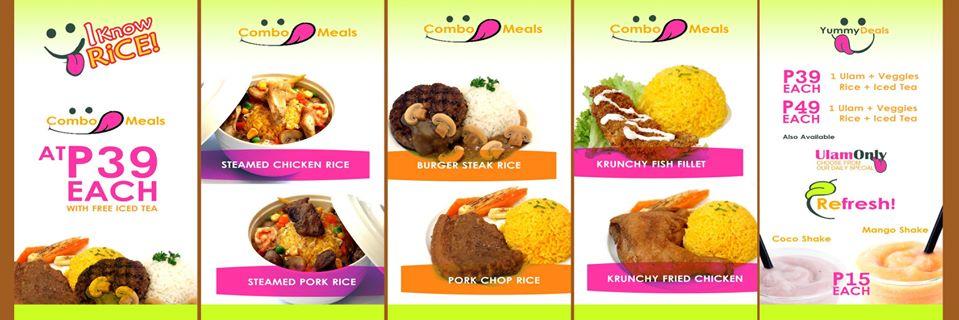 Menu at I Know Rice restaurant, Cebu City