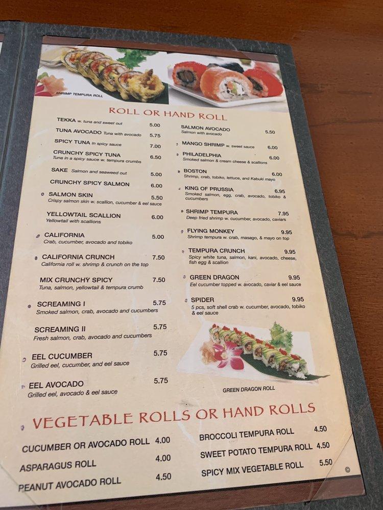 Menu at Kabuki Japanese Restaurant, King of Prussia