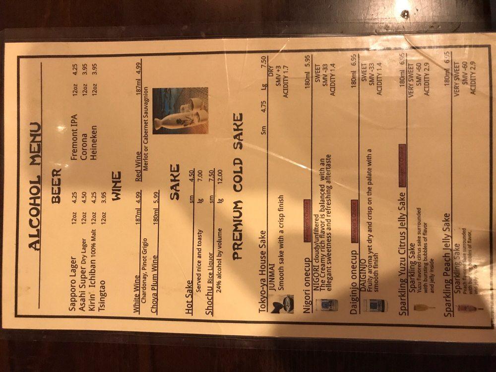 Menu at Tokyo-ya Ramen restaurant, Federal Way