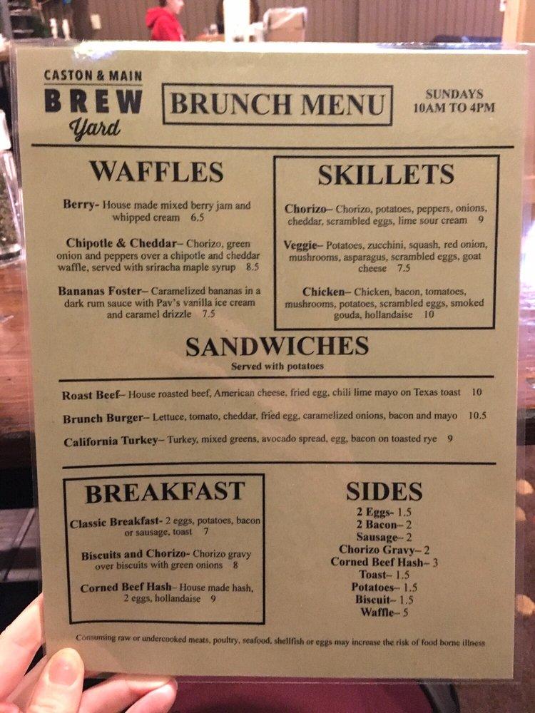 Menu at Caston & Main Brew Yard restaurant, Akron
