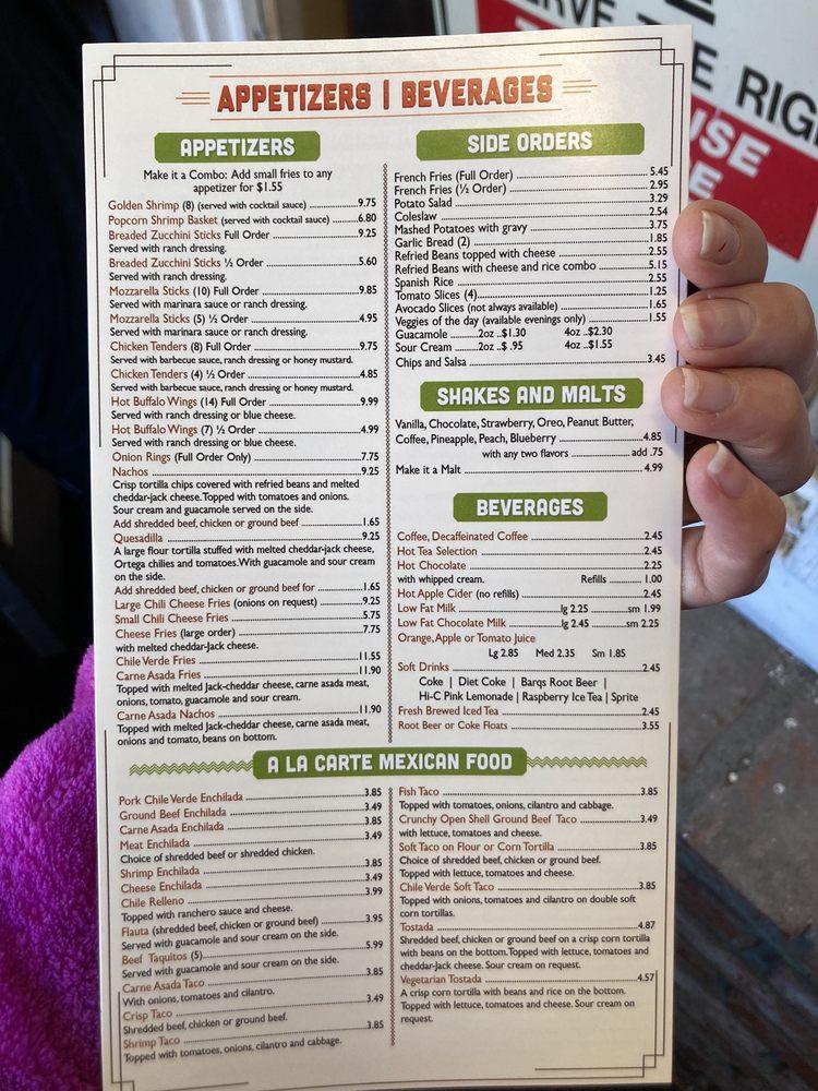 Menu at Old Country Coffee Shop restaurant, Running Springs