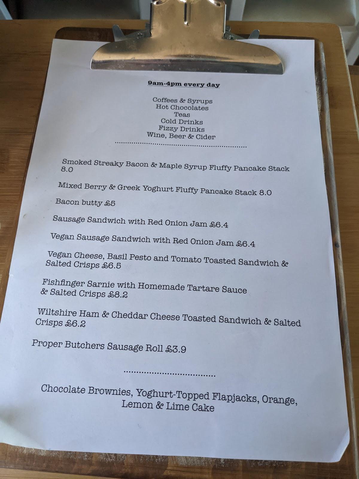 Menu at The Beach Hut Cafe, Portchester