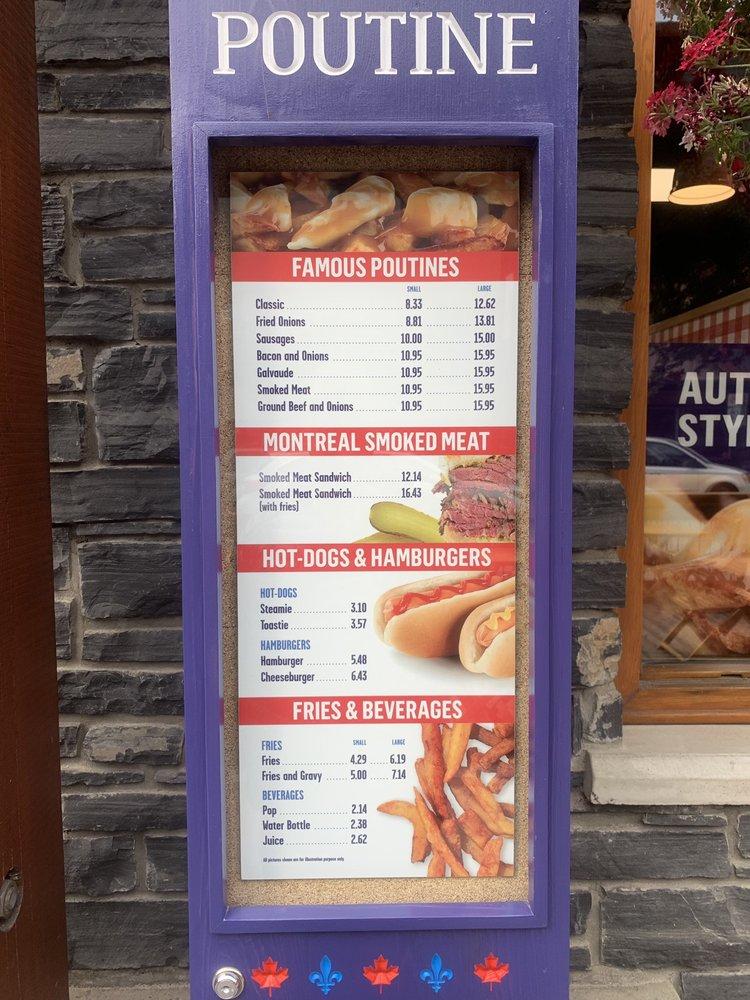 Menu at Banff Poutine restaurant, Banff