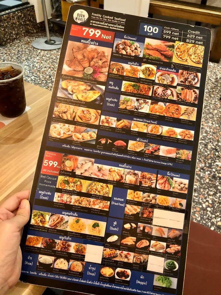 Menu at Burn Whale restaurant, Bangkok