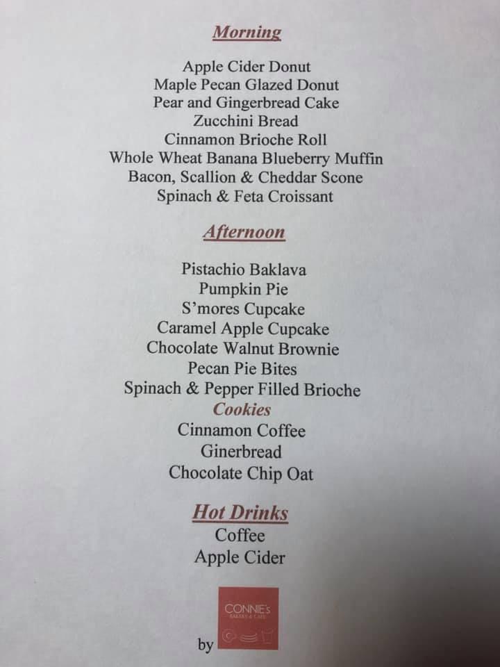 Menu at Connie's Bakery & Cafe, Provincetown, Aquarium Mall