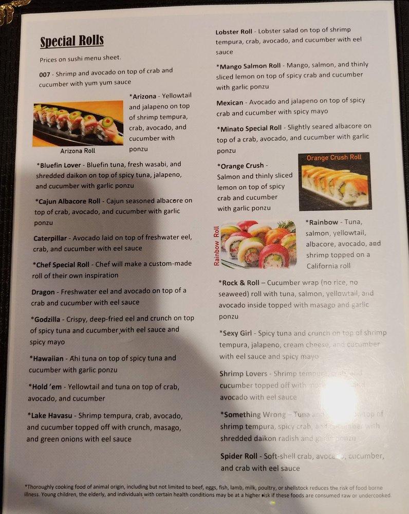 Menu at Minato Japanese & Korean Restaurant, Laughlin