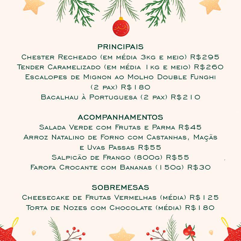 Menu at Santa Mistura restaurant, Joinville