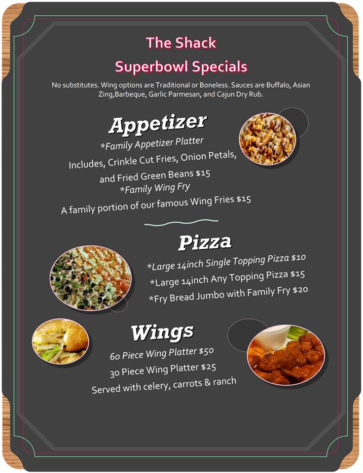 Menu at Shack Pizzeria And Grill, Belcourt