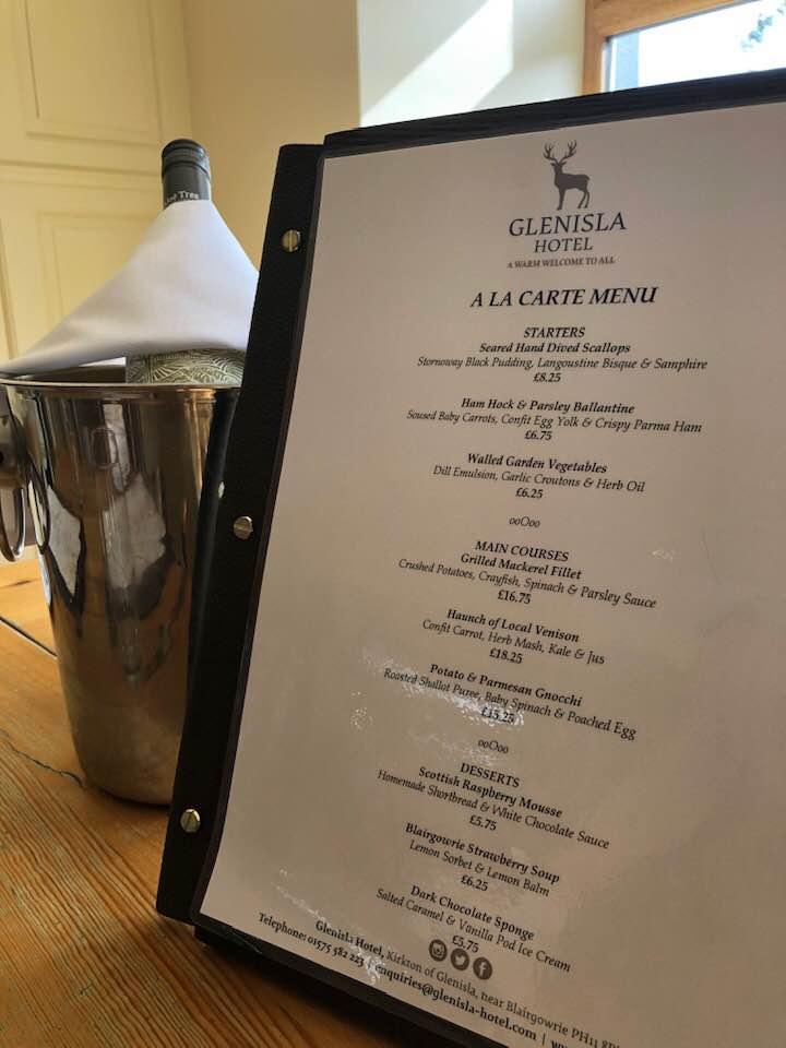Menu at Glenisla Hotel pub & bar, Kirkton of Glenisla