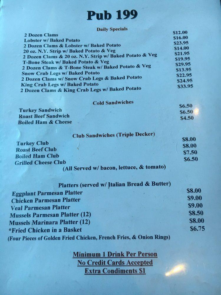 Menu at Pub 199, Mount Arlington