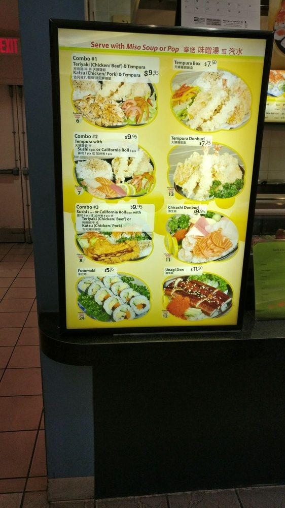 Menu at Yanagi Sushi restaurant, Markham