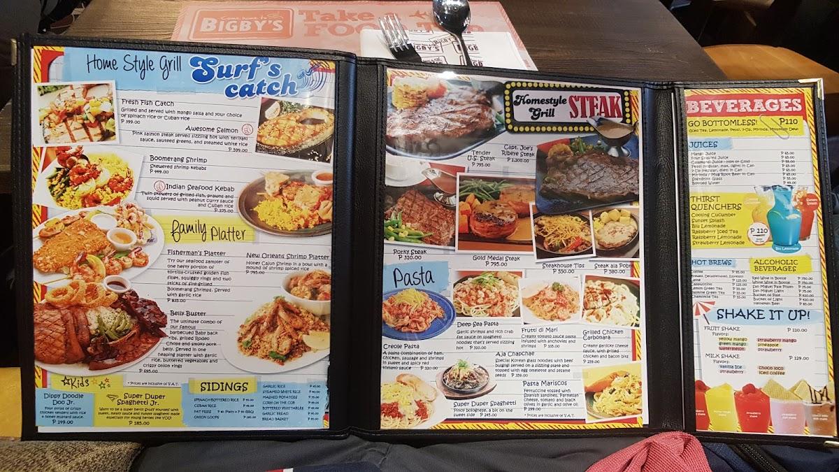 Menu at Bigby's restaurant, Iloilo City, Megaworld Blvd