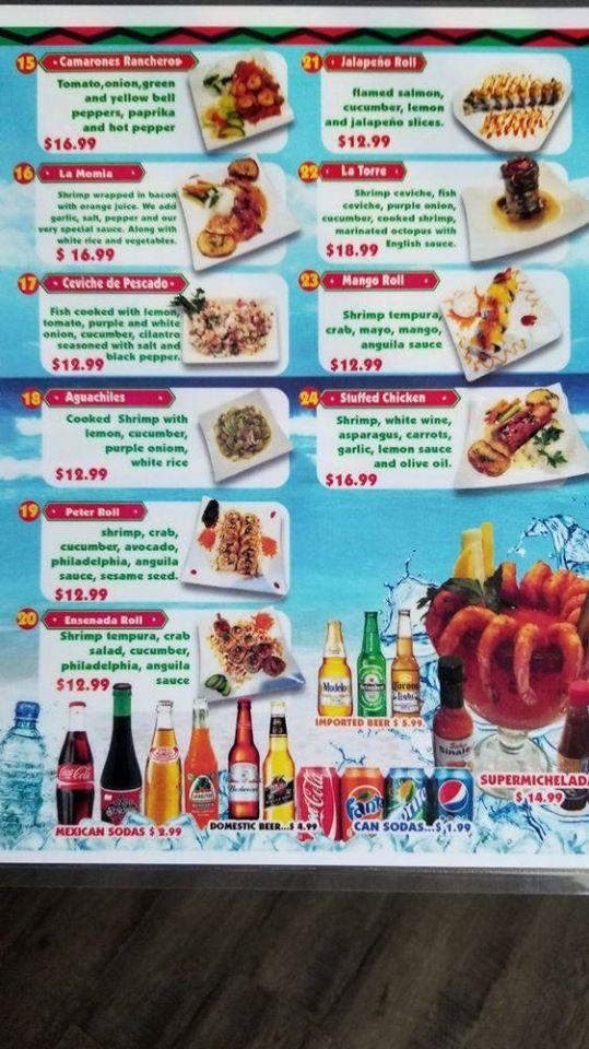 Menu at El Camarón Loco restaurant, San Jose