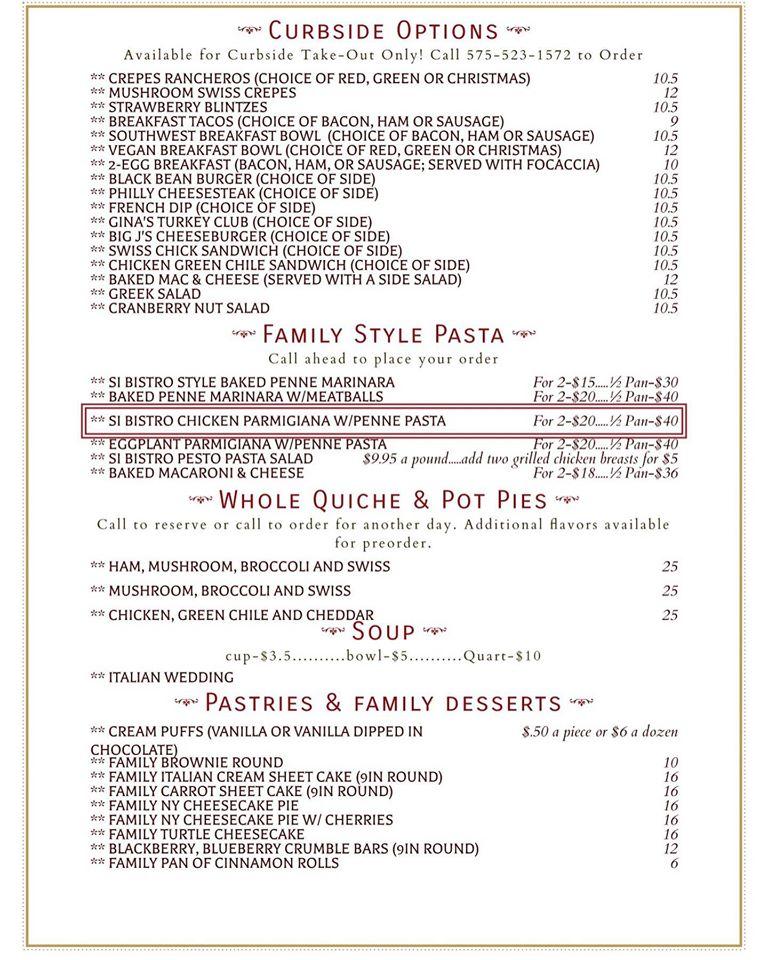 Menu at Indulgence Bakery & Cafe, Las Cruces